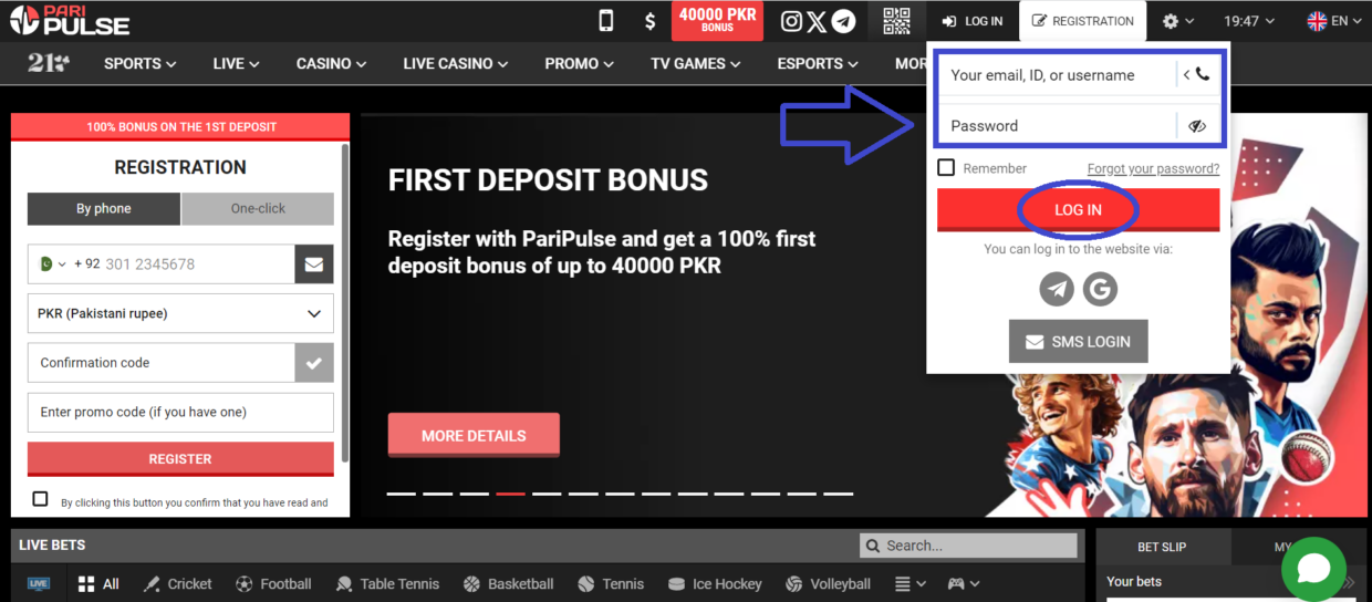 PariPulse login ⊕ 100% Welcome Bonus » PariPulse registration in ...